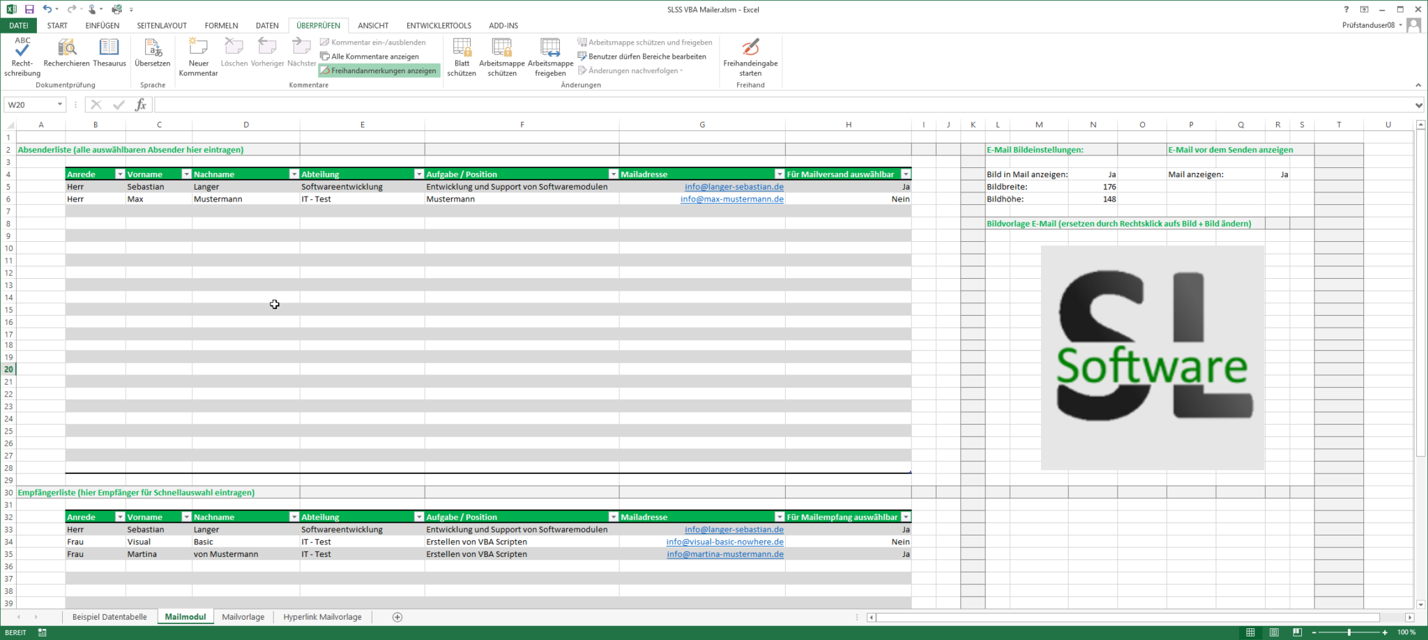 SLSS Excel-Mailer - automatischer E-Mail-Versand mit Microsoft Excel - Programmieren und mehr...
